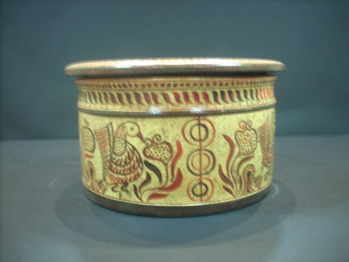 GEOMETRIC GREEK POTTERY PYXIS : MINOAN PYXIS OF THE 7TH CENTURY