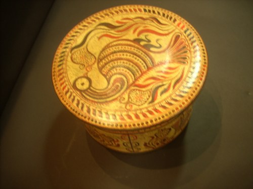 GEOMETRIC GREEK POTTERY PYXIS : MINOAN PYXIS OF THE 7TH CENTURY